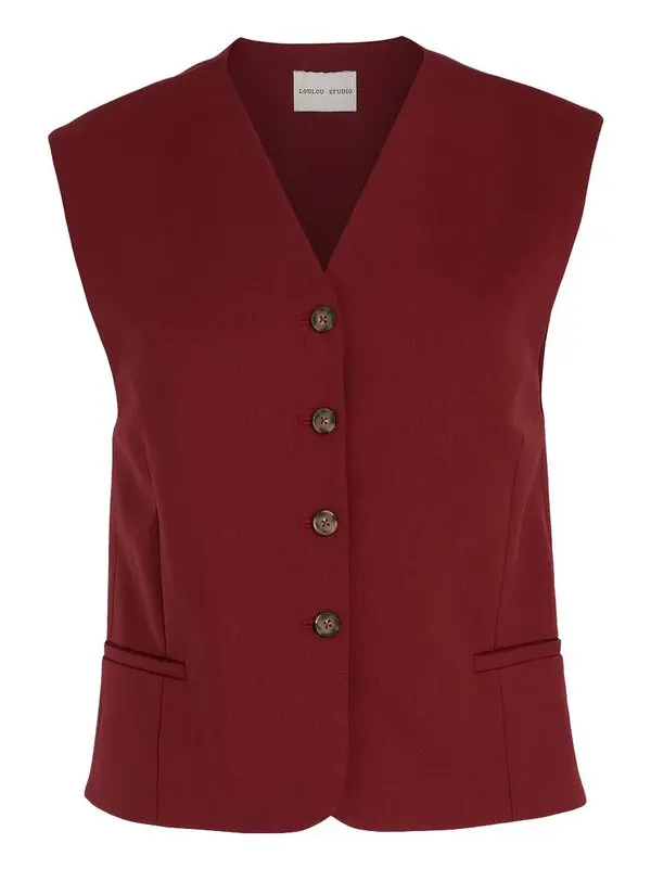 Loulou De Saison Teora Wool-blend Twill Vest - Brick