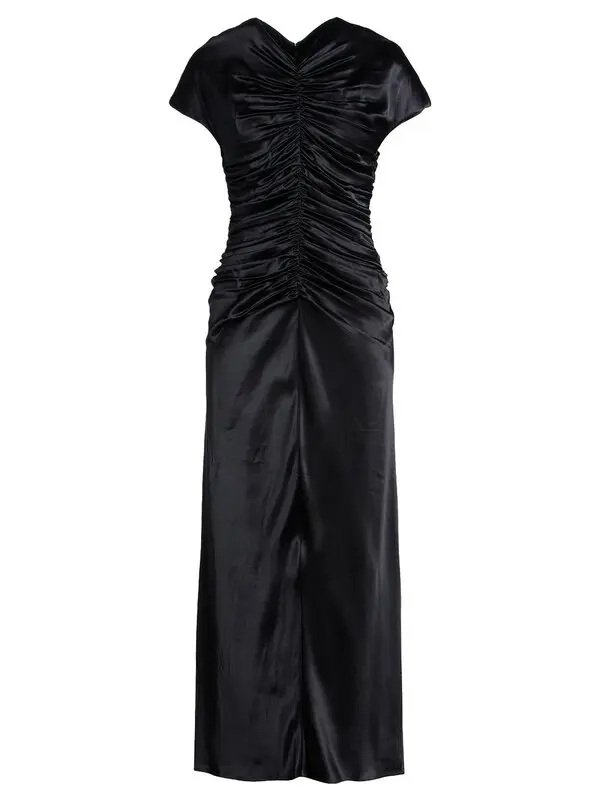 Tove Aubree Ruched Silk-satin Maxi Dress - Black