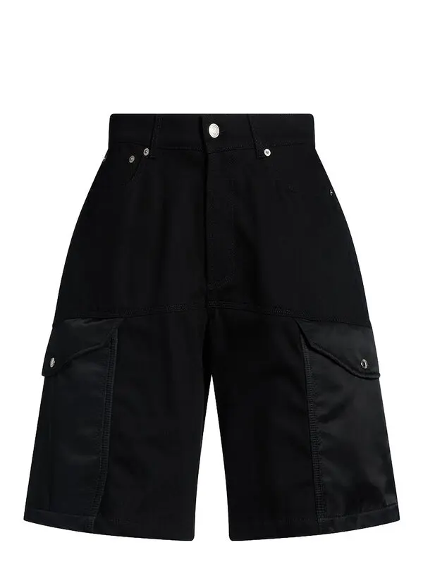 Alexander McQueen Shell-trimmed Denim Cargo Shorts - Black