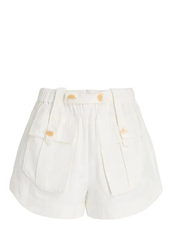 Farm Rio Lyocell And Cotton-blend Canvas Shorts - Off-white