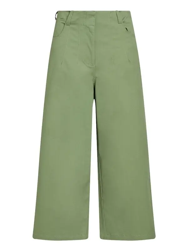 Staud Luca Cropped Cotton-blend Twill Wide-leg Pants - Leaf Green