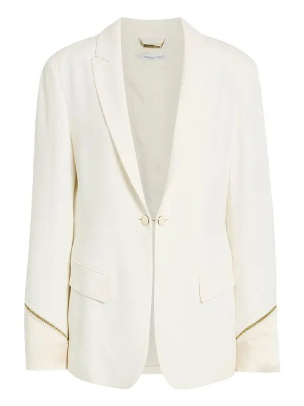 Alberta Ferretti Embroidered Satin-trimmed Crepe Blazer - Ivory