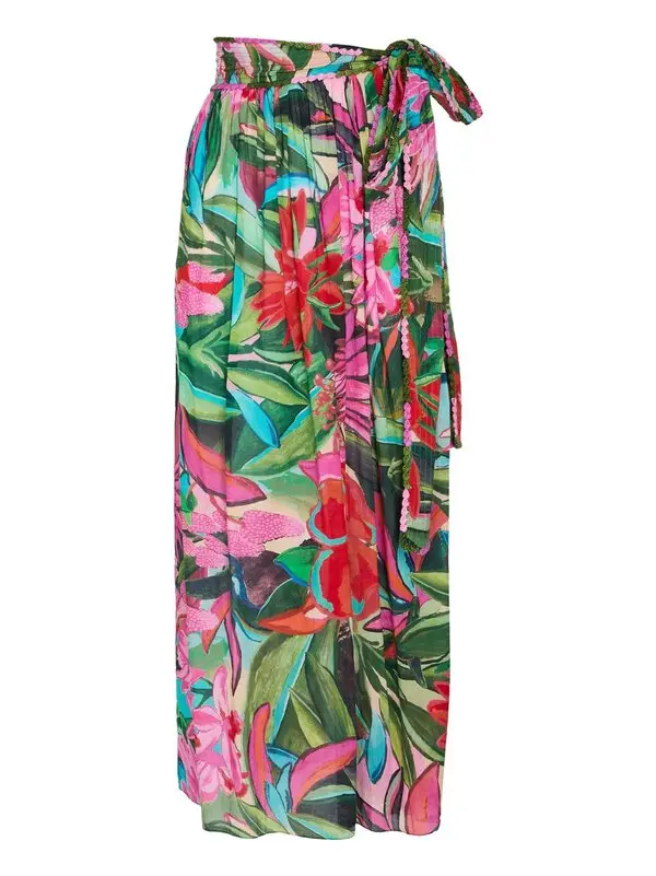 Farm Rio Floral-print Cotton-gauze Maxi Wrap Skirt - Multicolor