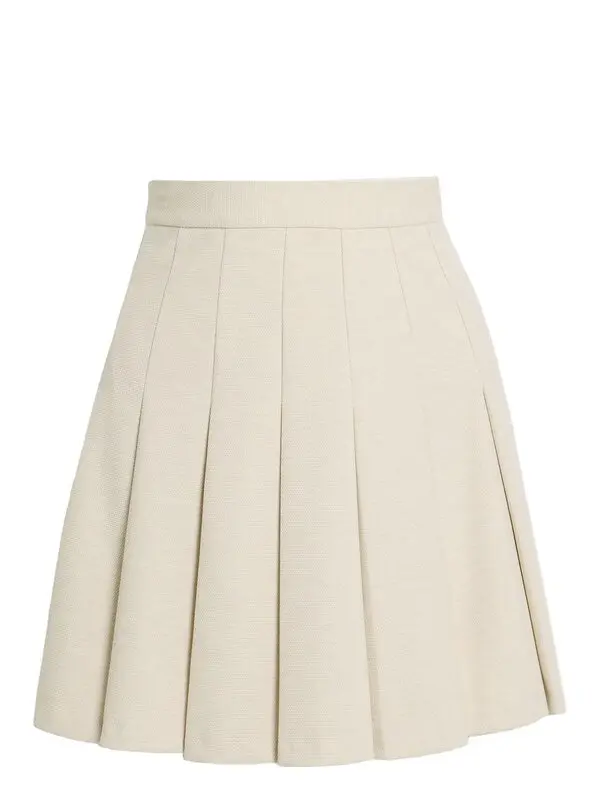 Theory Pleated Canvas Mini Skirt - Ecru
