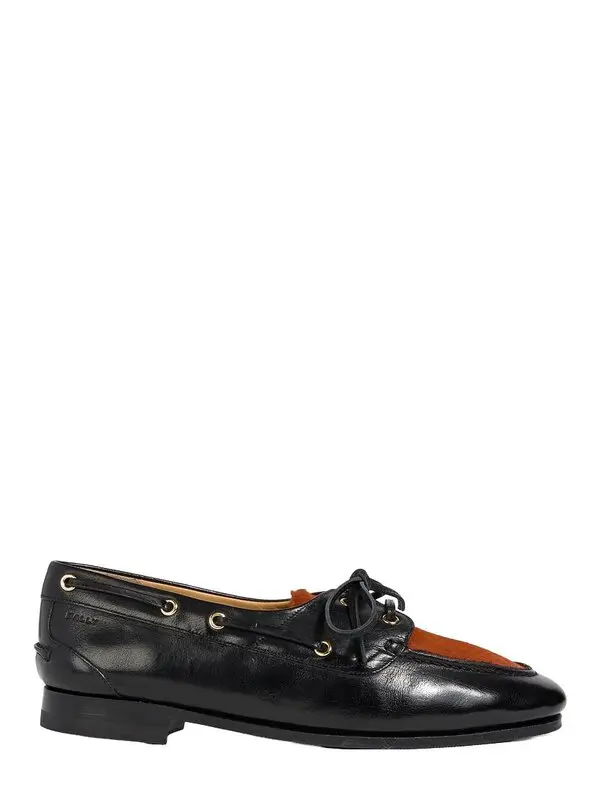 Bally Leather And Calf Hair Boat Shoes - Black