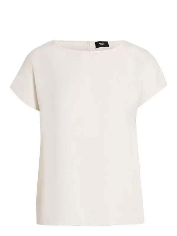 Theory Silk Keyhole Back Top - Ivory