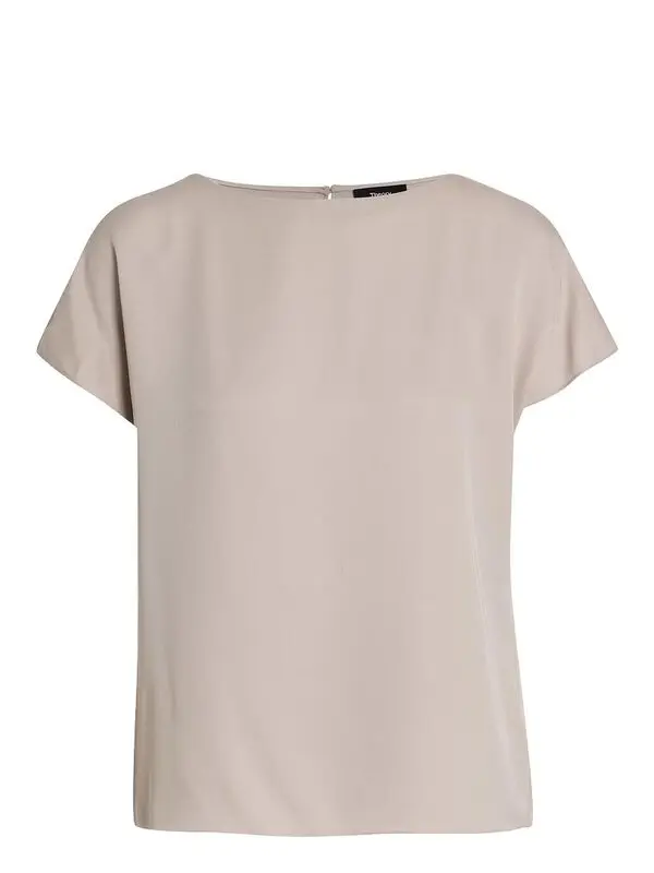 Theory Silk Keyhole Back Top - Stone