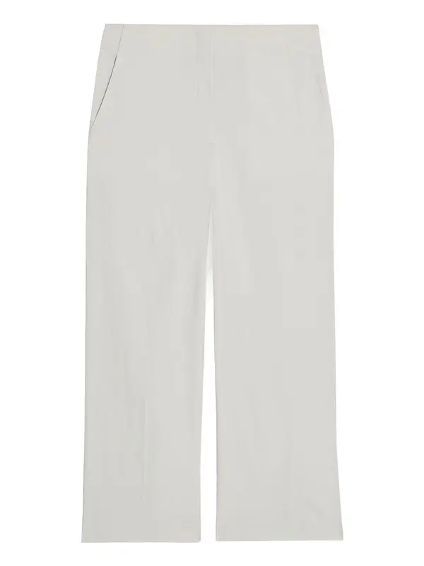 Theory Terena Linen-blend Straight-leg Cropped Pants - Stone