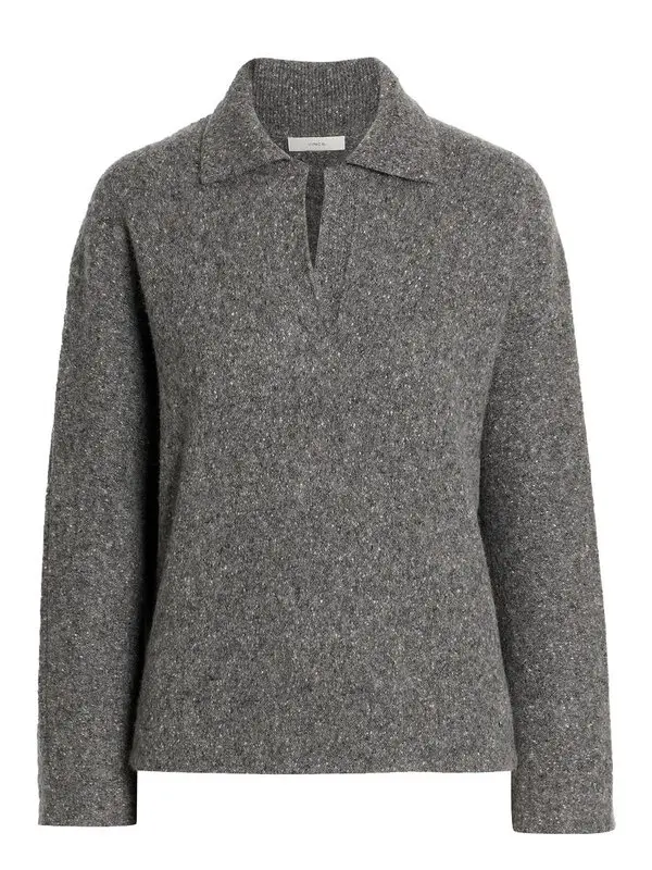 Vince Donegal Cashmere Polo Sweater - Gray