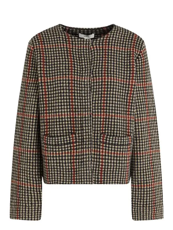 Vince Prince Of Wales Checked Wool And Cashmere-blend Jacket - Black