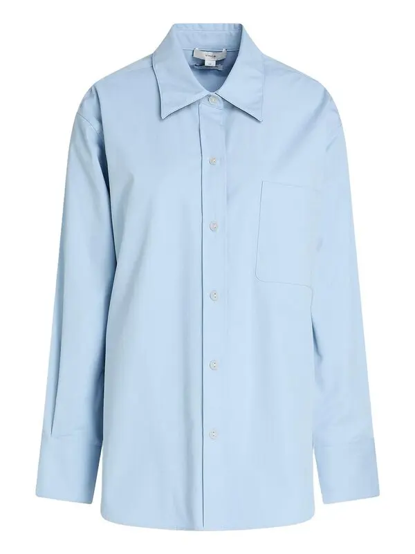 Vince Cotton-twill Shirt With Classic Collar And Buttoned Cuffs - Light Blue