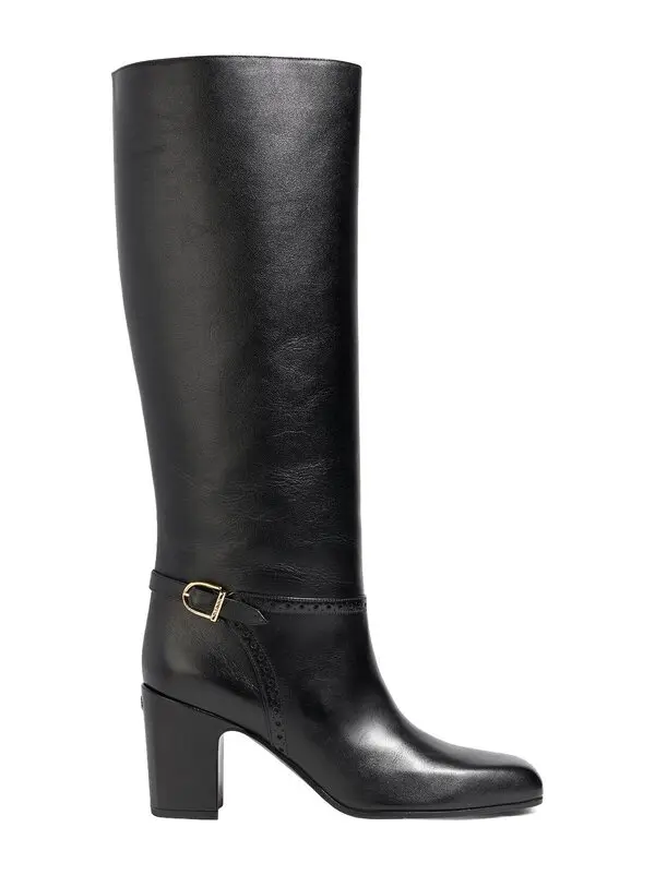 Bally Knee High Leather Boots - Black
