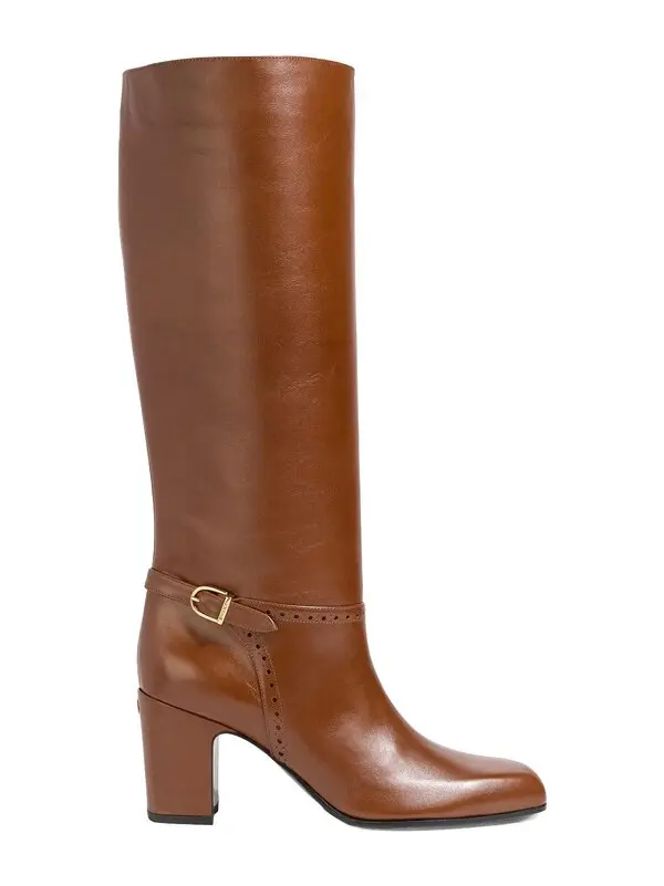 Bally Knee High Leather Boots - Light Brown