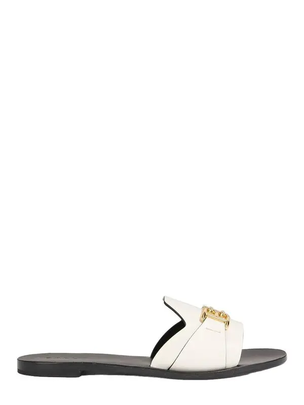 Bally Embellished Leather Slides - Off-white