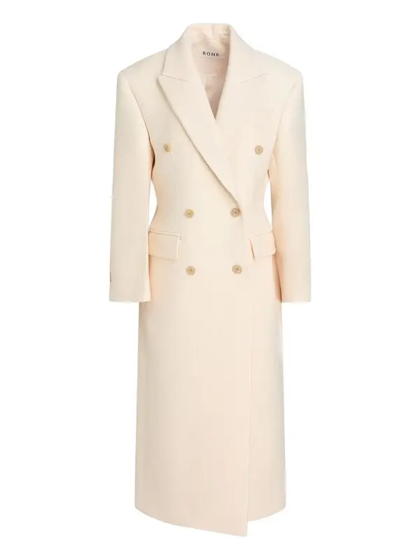 RÓHE Double-breasted Wool Twill Coat - Ecru