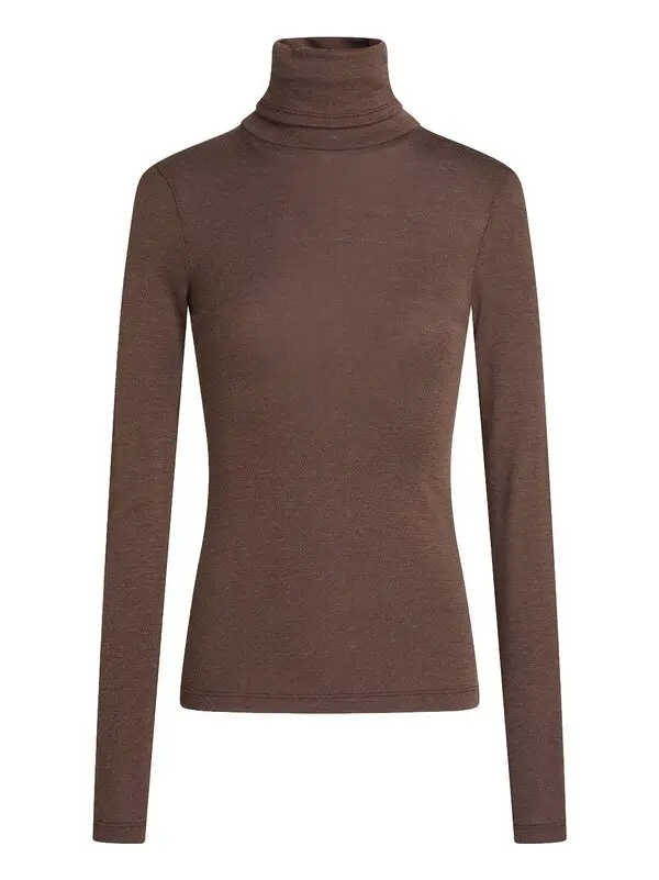 RÓHE Merino Wool Turtleneck Sweater - Chocolate