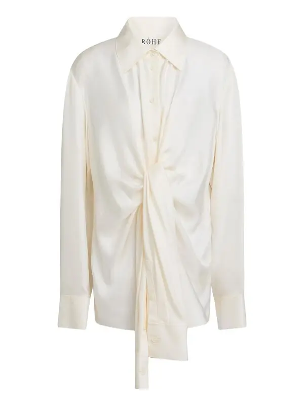 RÓHE Silk-twill Shirt With Waist Ties - Cream