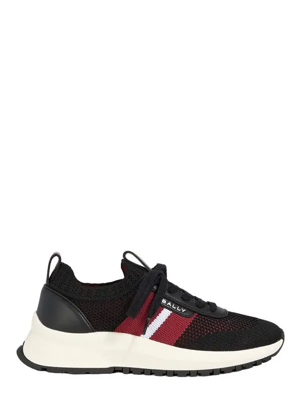 Bally Darnell Stretchknit Sneakers With Leather Trims - Black