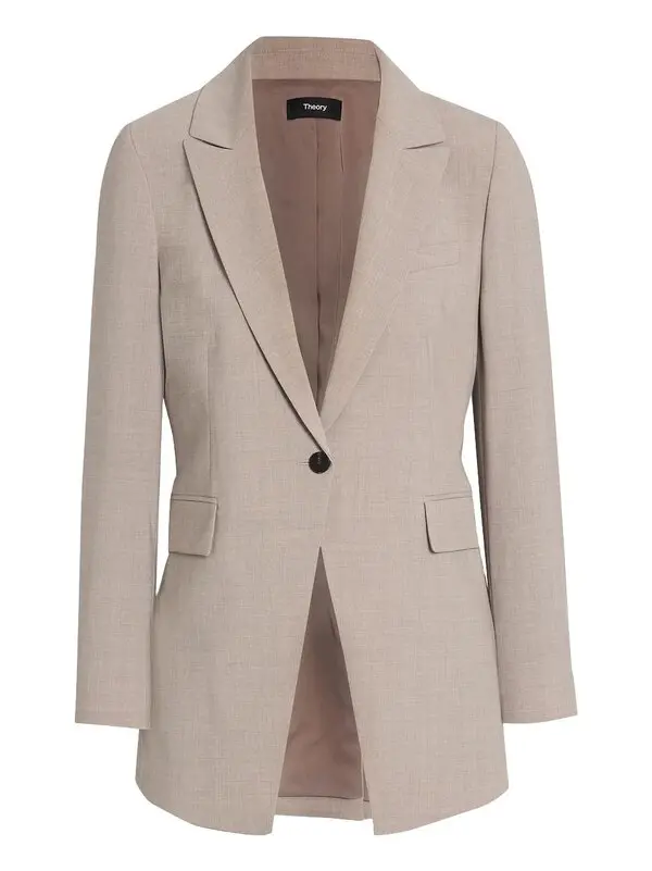 Theory Wool-blend Blazer - Mushroom