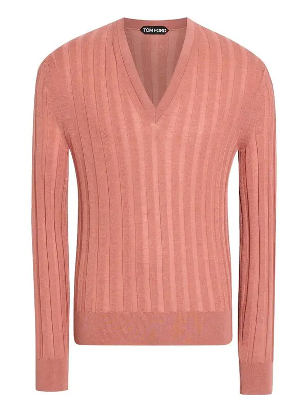 TOM FORD Ribbed Cashmere And Silk-blend Sweater - Peach