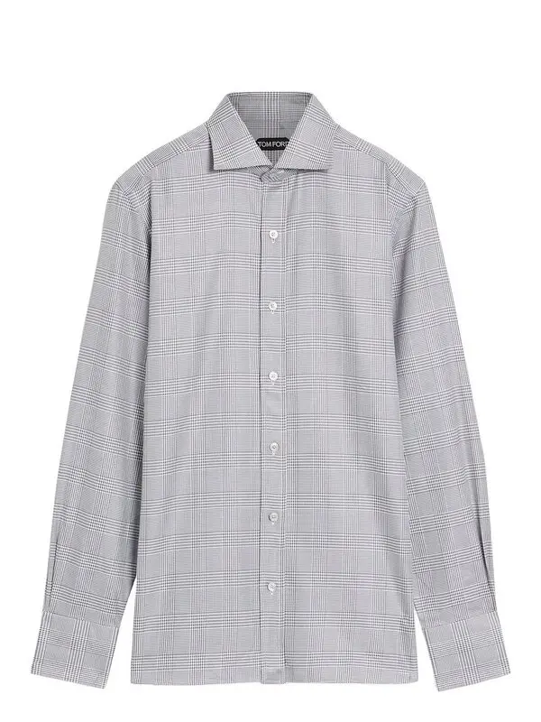 TOM FORD Prince Of Wales Checked Cottonpoplin Shirt - Gray