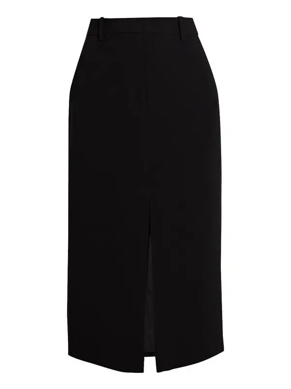 Theory Crepe Midi Skirt With Slit - Black