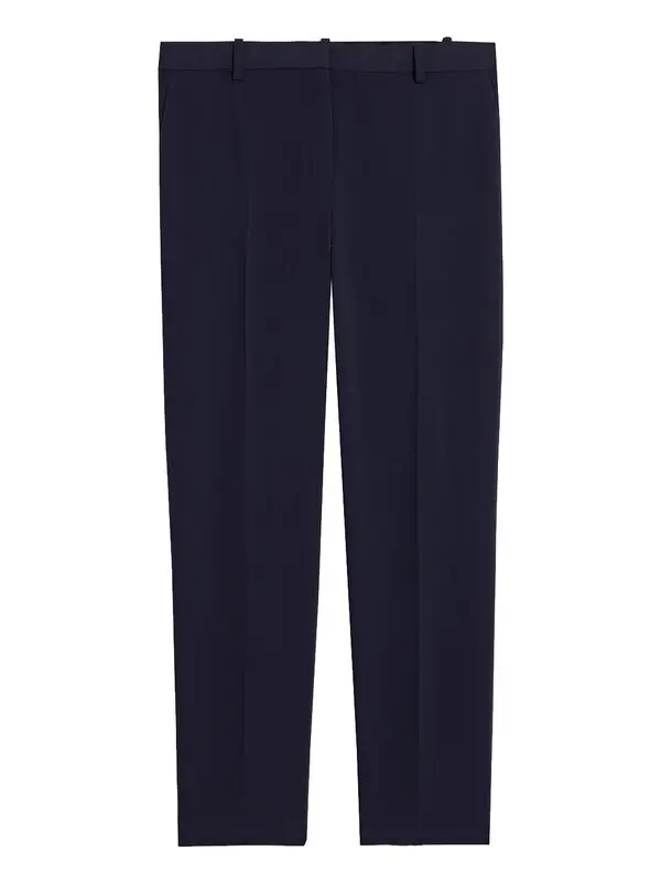 Theory Cropped Crepe Slim-leg Pants - Navy