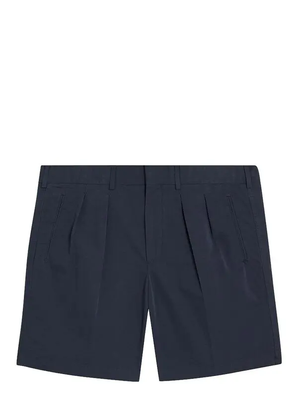 TOM FORD Pleated Cotton And Silk-blend Shorts - Navy