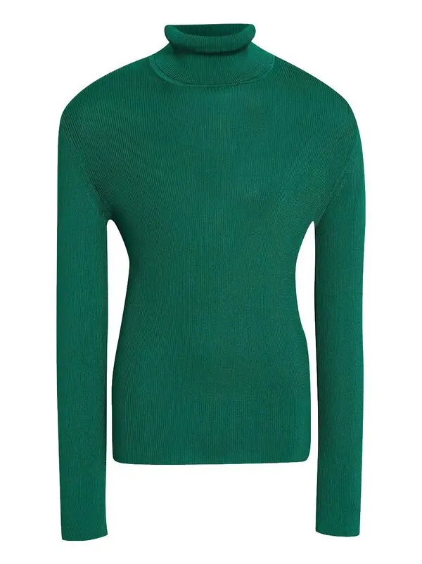 TOM FORD Ribbed Silk Turtleneck Sweater - Forest Green