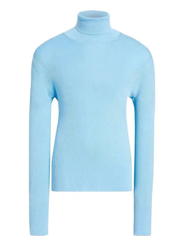 TOM FORD Ribbed Silk Turtleneck Sweater - Light Blue
