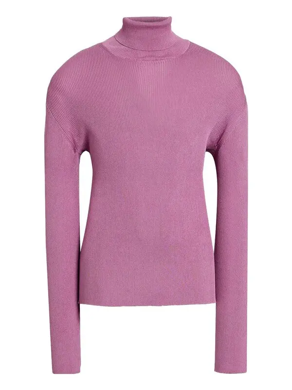 TOM FORD Ribbed Silk Turtleneck Sweater - Lilac