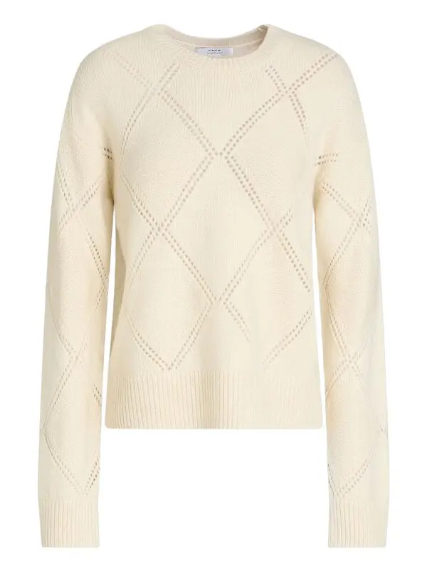 Vince Pointelle Knit Wool Sweater - Cream