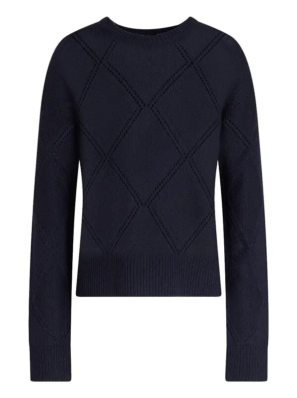 Vince Pointelle Knit Wool Sweater - Midnight Blue