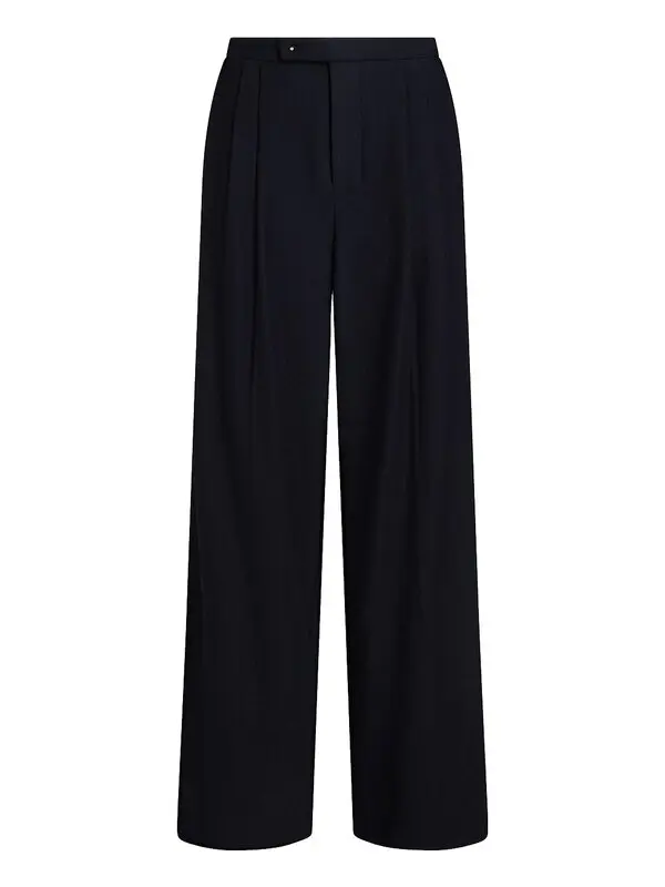 Vince Pleated Felt Wide-leg Pants - Midnight Blue