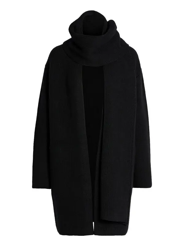 Vince Knitted Coat With Neckties - Black
