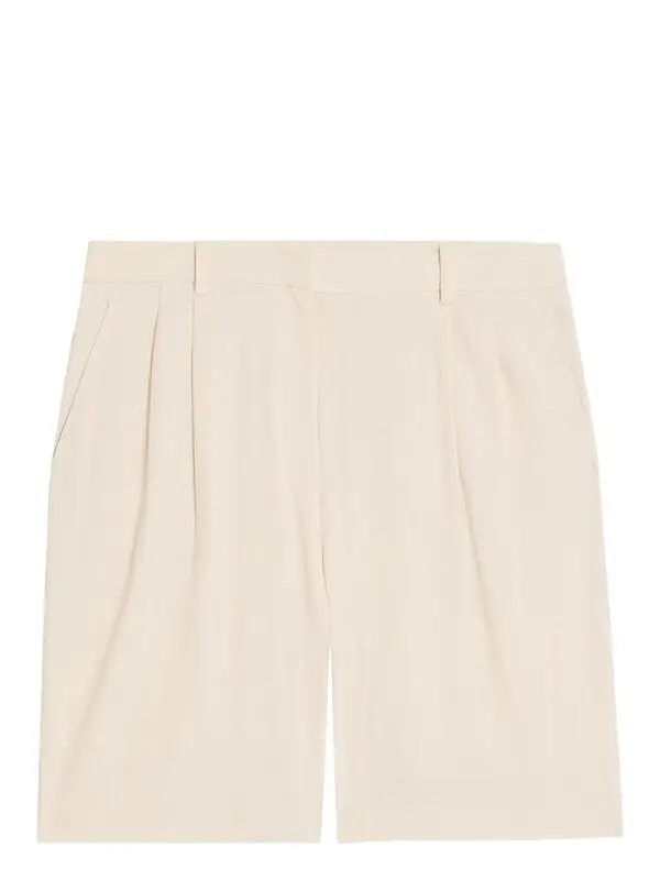 Theory Lynie Pleated Linen-blend Shorts - Ecru