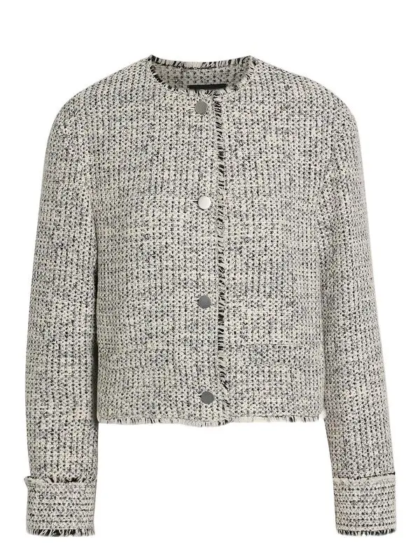 Theory Tweed Jacket With Frayed Trims - Off-white