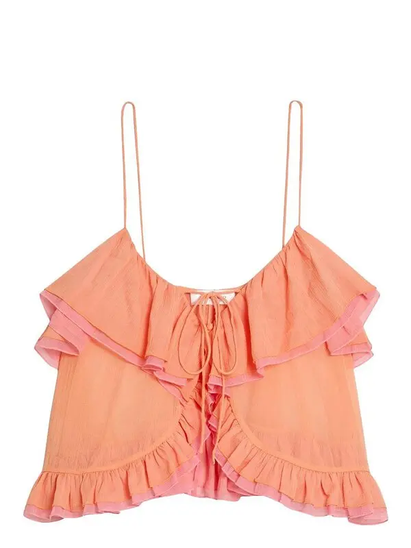 Ronny Kobo Ciara Ruffled Georgette Top - Pastel Orange