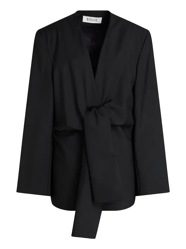 RÓHE Wool And Mohair-blend Blazer With Waist Ties - Black