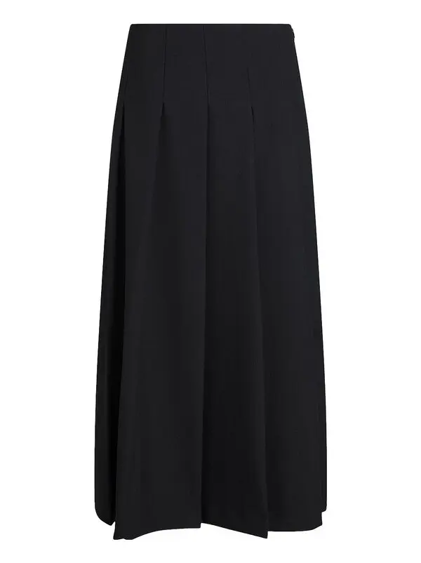 RÓHE Pleated Twill Midi Skirt - Black