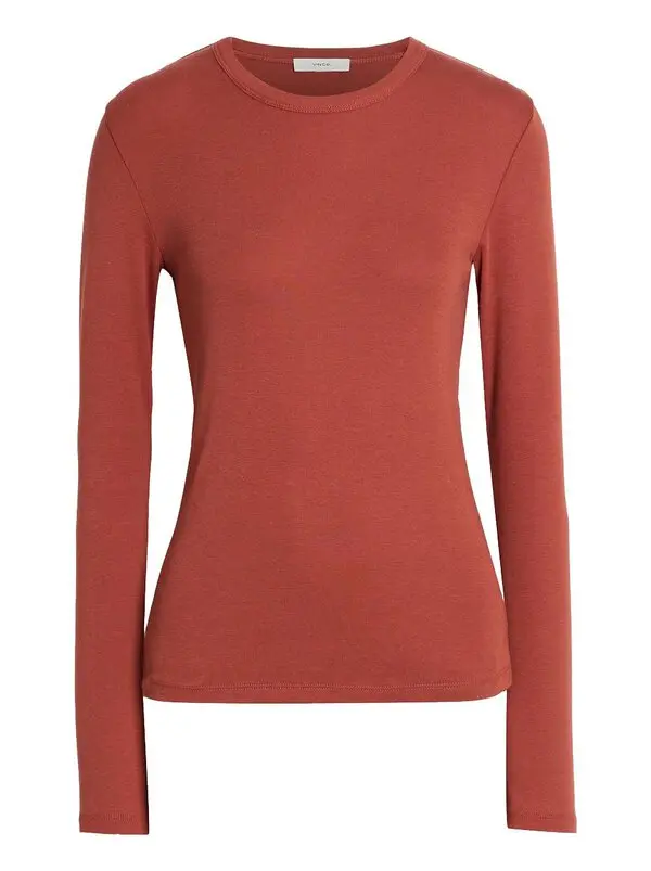 Vince Pima Cotton And Modal-blend Jersey Top - Brick