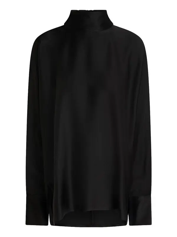 RÓHE Crepe De Chine Top With Fold-over Waist Ties - Black