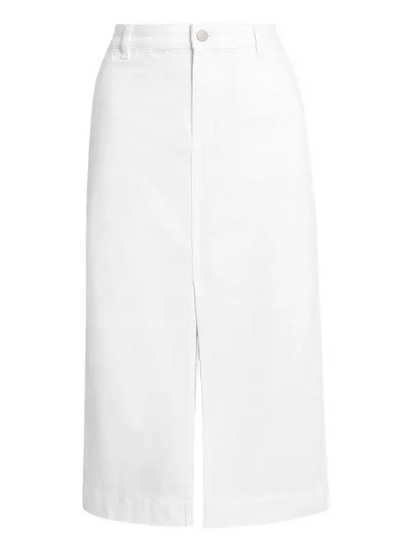 Theory Denim Midi Skirt With Front Slit - White