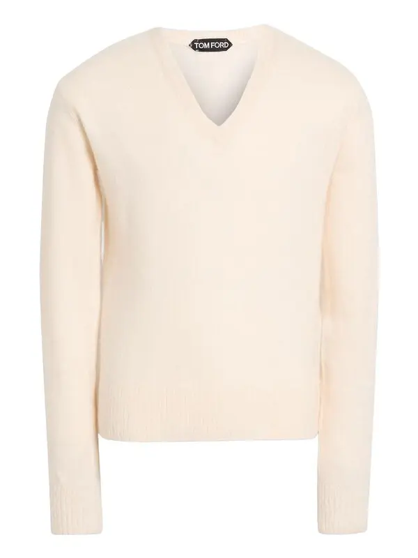 TOM FORD Cashmere And Silk-blend V-neck Sweater - Ivory