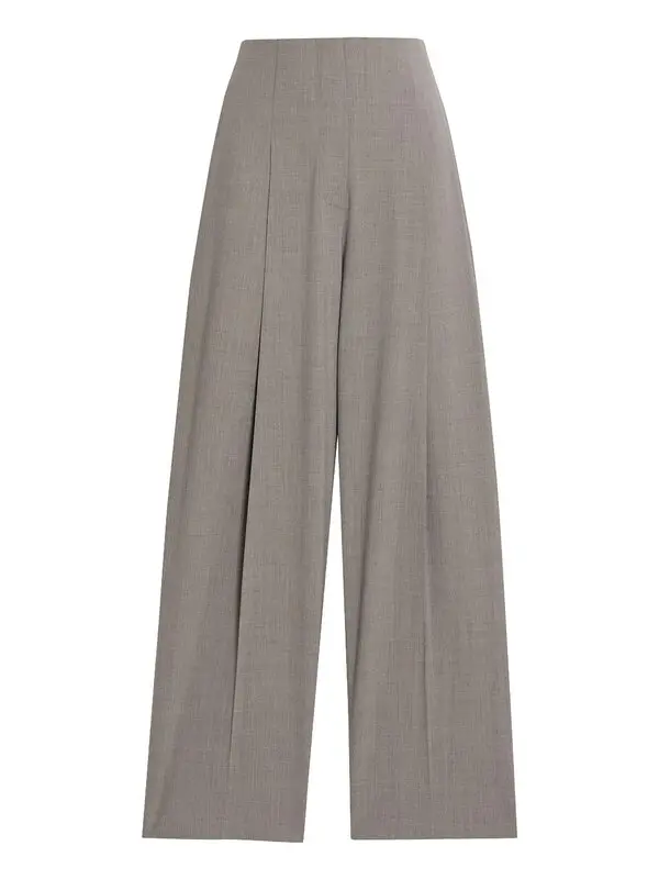 Theory Pleated Wool-blend Tapered Pants - Gray