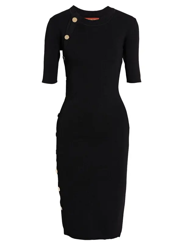 Altuzarra Ribbed Knit Asymmetrical Button Dress - Black