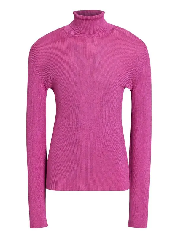 TOM FORD Ribbed Silk Turtleneck Sweater - Magenta