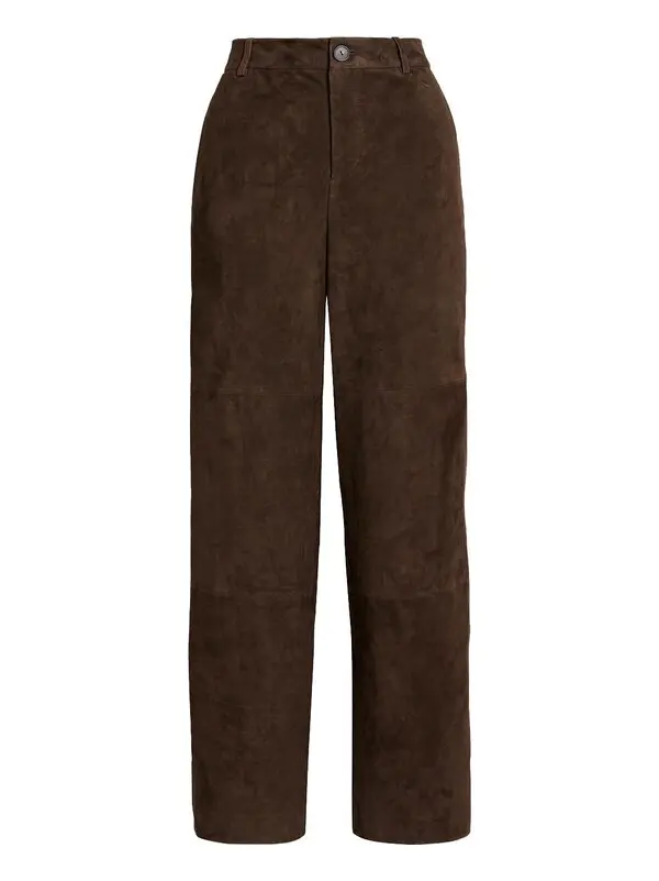 Vince Suede Wide-leg Trousers - Dark Brown