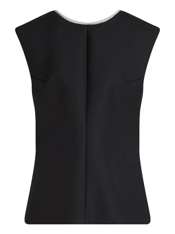 RÓHE Crystal-embellished Grain De Poudre Wool-blend Top - Black
