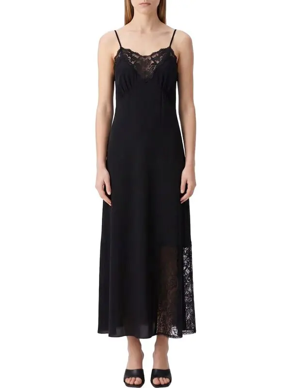 Chloé Lace Trim Slip Dress - Black